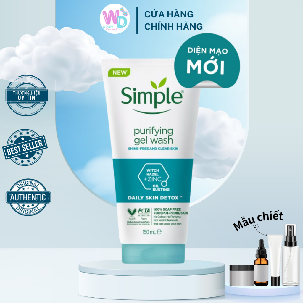 Sữa Rửa Mặt Simple Xanh Dương Simple Purifying Gel Wash Kiềm Dầu Ngừa ...