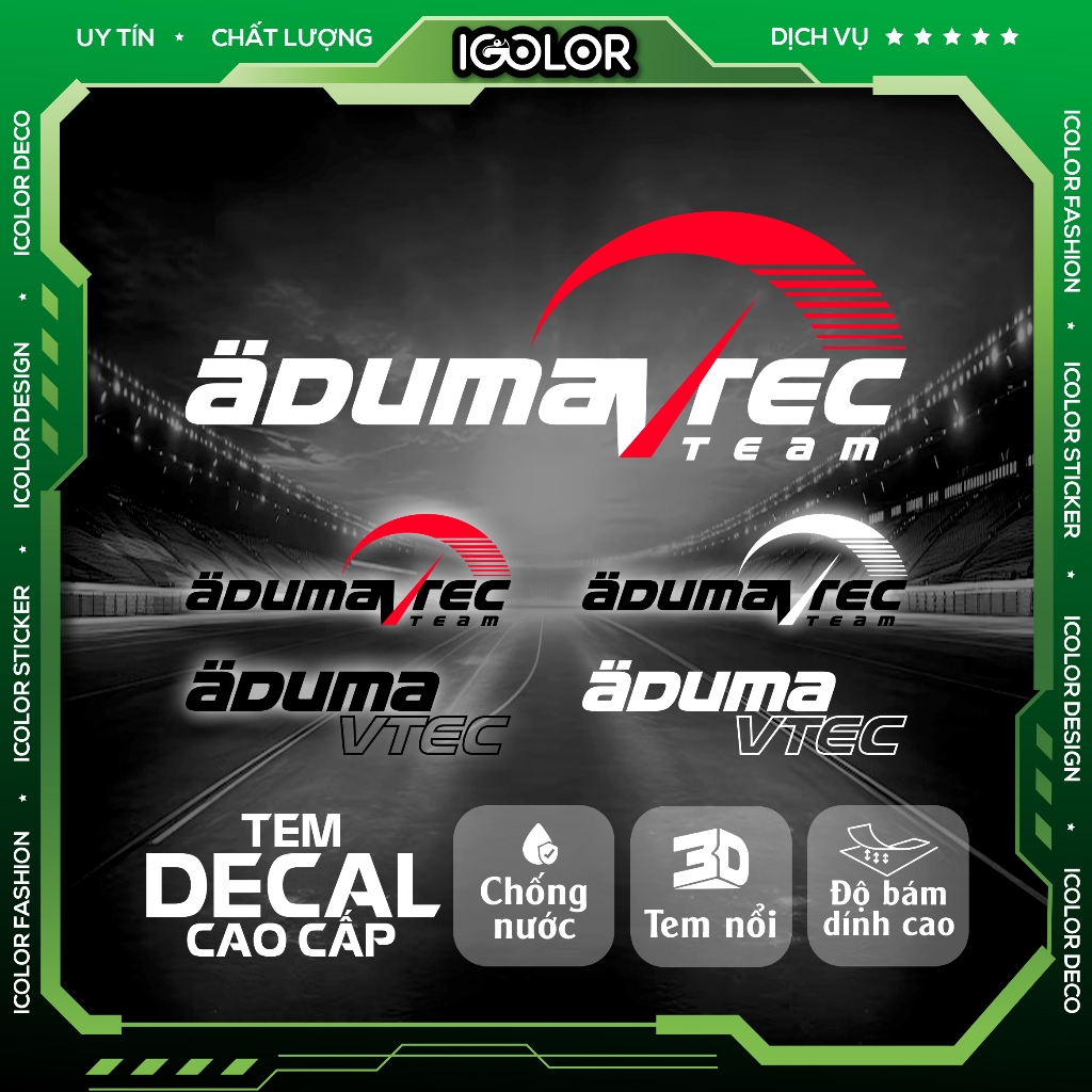 Tem ADUMA VTEC dán xe, decal UV nổi cao cấp chống nước | Shopee Việt Nam