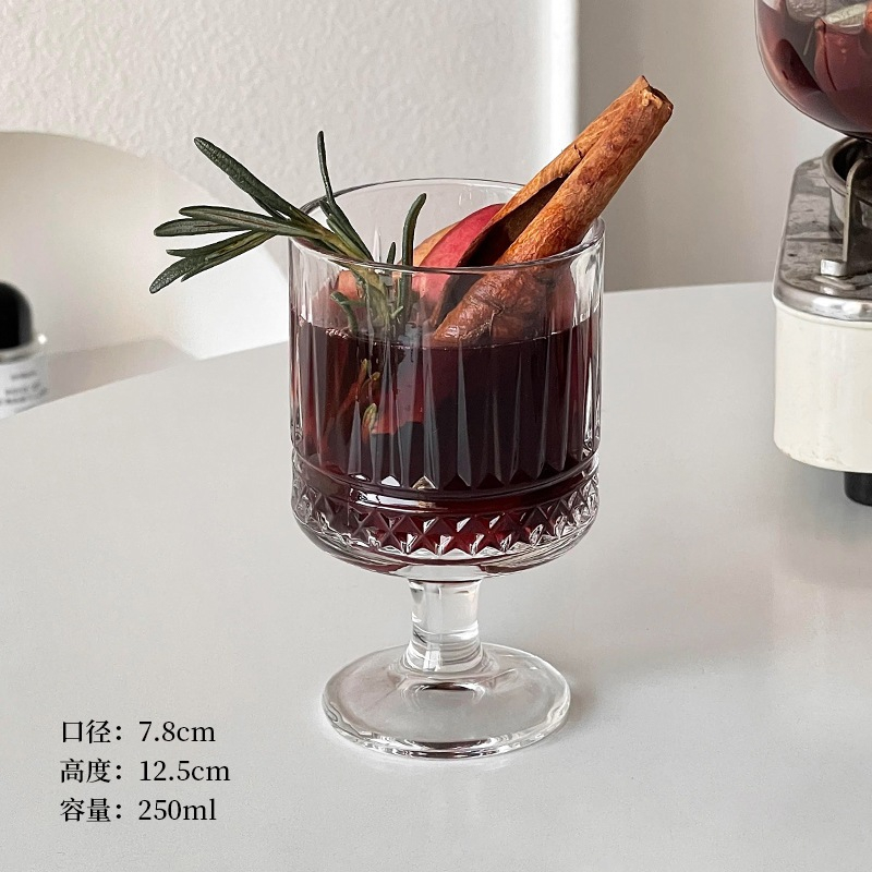 Ly thuỷ tinh đựng kem, ly cocktail có chân hoạ tiết sọc 250ml, cốc thuỷ ...