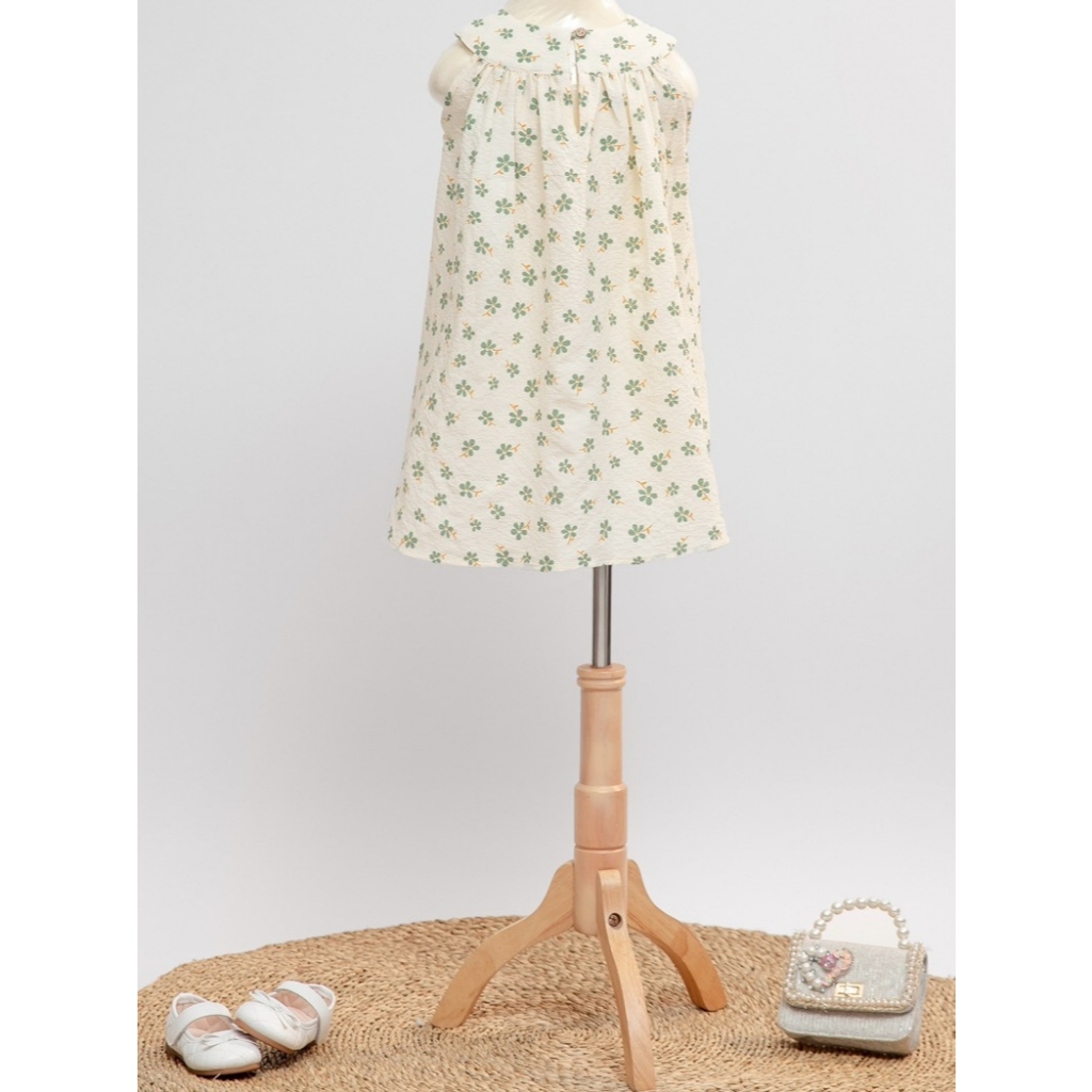 Váy bé gái Little Belle dáng babydoll cổ yếm vải xốp hoa nhí dành cho ...
