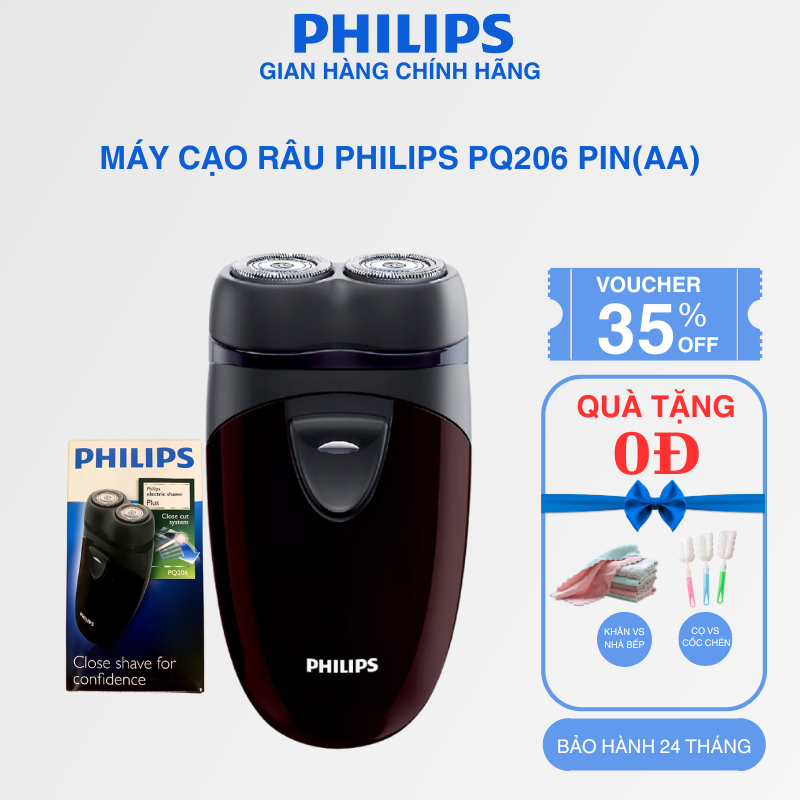 Máy Cạo Râu Du Lịch Philips PQ206 Pin(AA) - Lỡi Dao Tự Mài Bén Bền Lâu ...