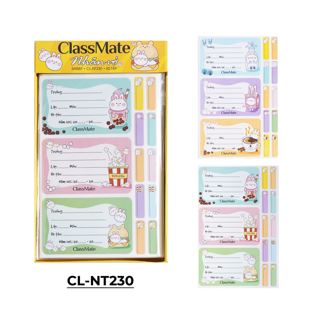 Túi 15 Chiếc Nhãn Vở Có Keo Dán Sẵn CLASSMATE Rabbit Chất Liệu Giấy ...