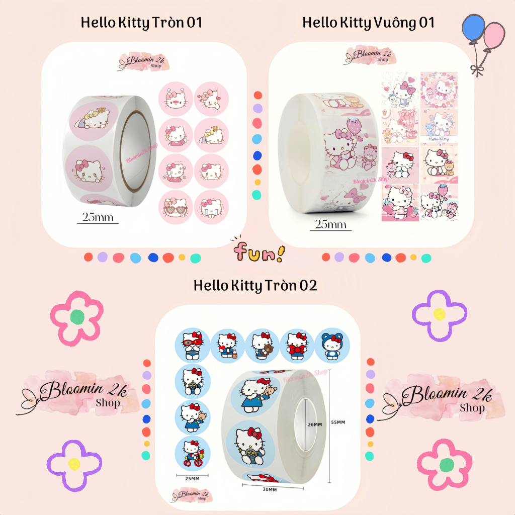 [SẴN HÀNG] Cuộn 500 Sticker Nhãn Dán Hello Kitty Họa Tiết Hoạt Hình Ngộ ...