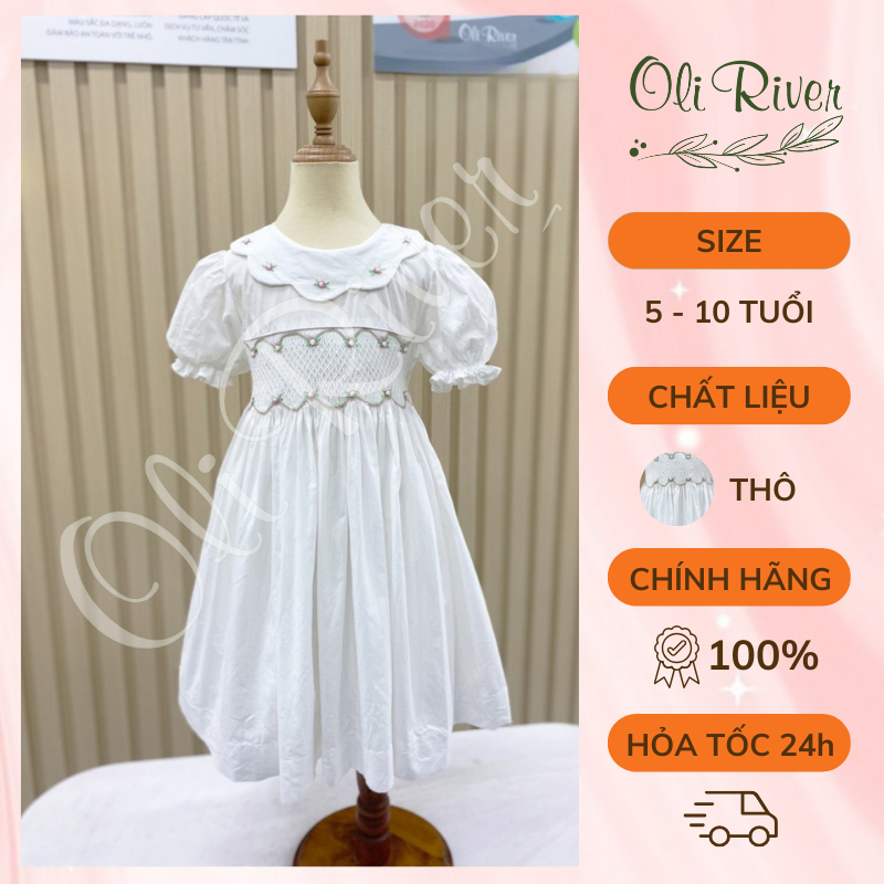 Váy Smock bé gái cổ cánh sen tiểu thư Oli River - MT077 | Shopee Việt Nam