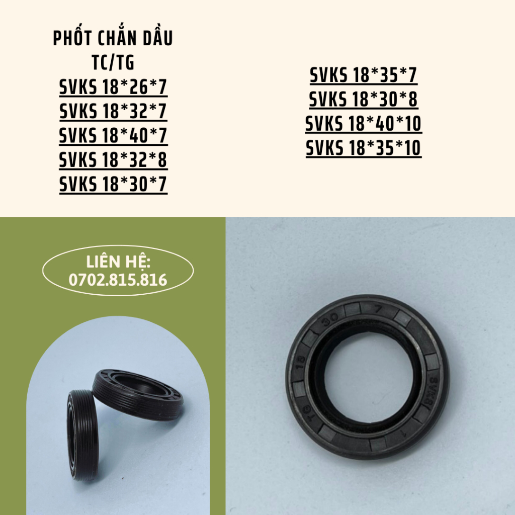 PHỐT CHẮN DẦU TC TG LỖ TRỤC 18 đường kính trong 18 các số; 18*26*7, 18* ...