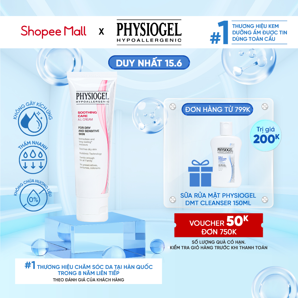 KEM DƯỠNG ẨM VÀ LÀM DỊU DA PHYSIOGEL AI 50ml | Shopee Việt Nam
