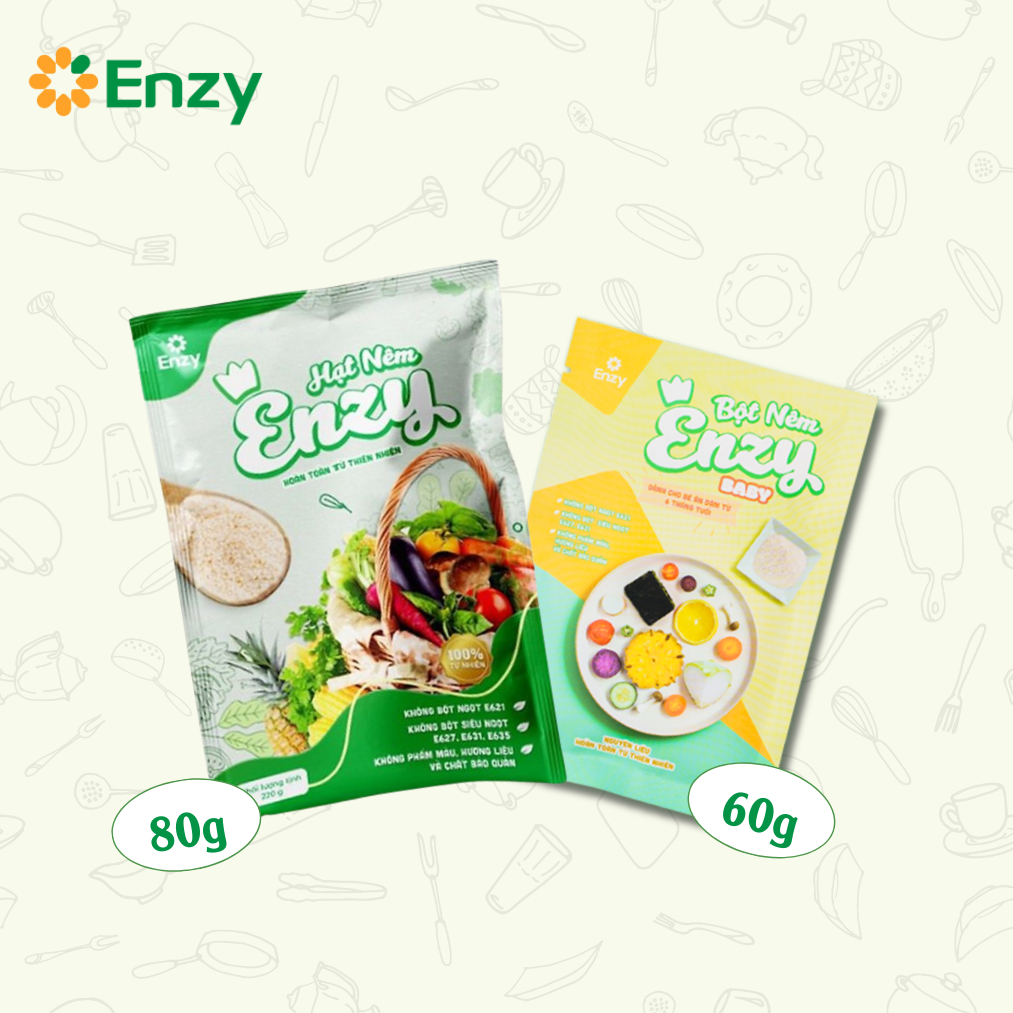 Combo Hạt Nêm Rau Củ 80g và Bột Nêm Baby Cho Bé 60g Enzy Hữu Cơ, Không ...