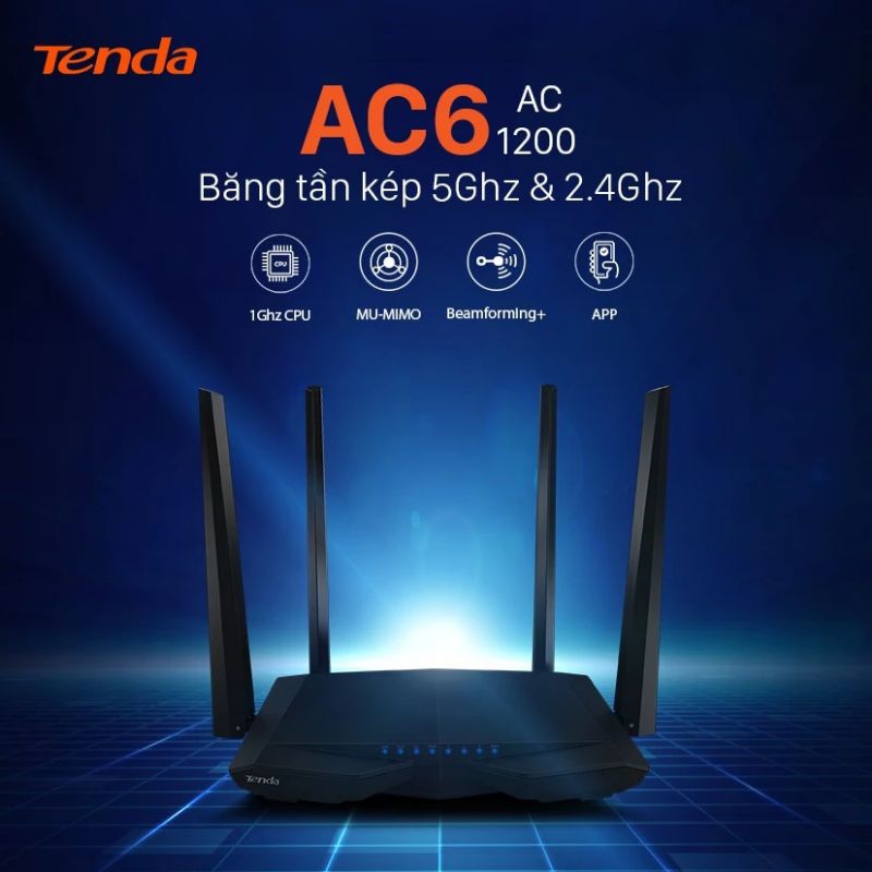 Bộ Thu Phát WiFi Tenda AC5 AC1200Mbps (2 Băng tần, 4 Ăng-ten), Hàng ...