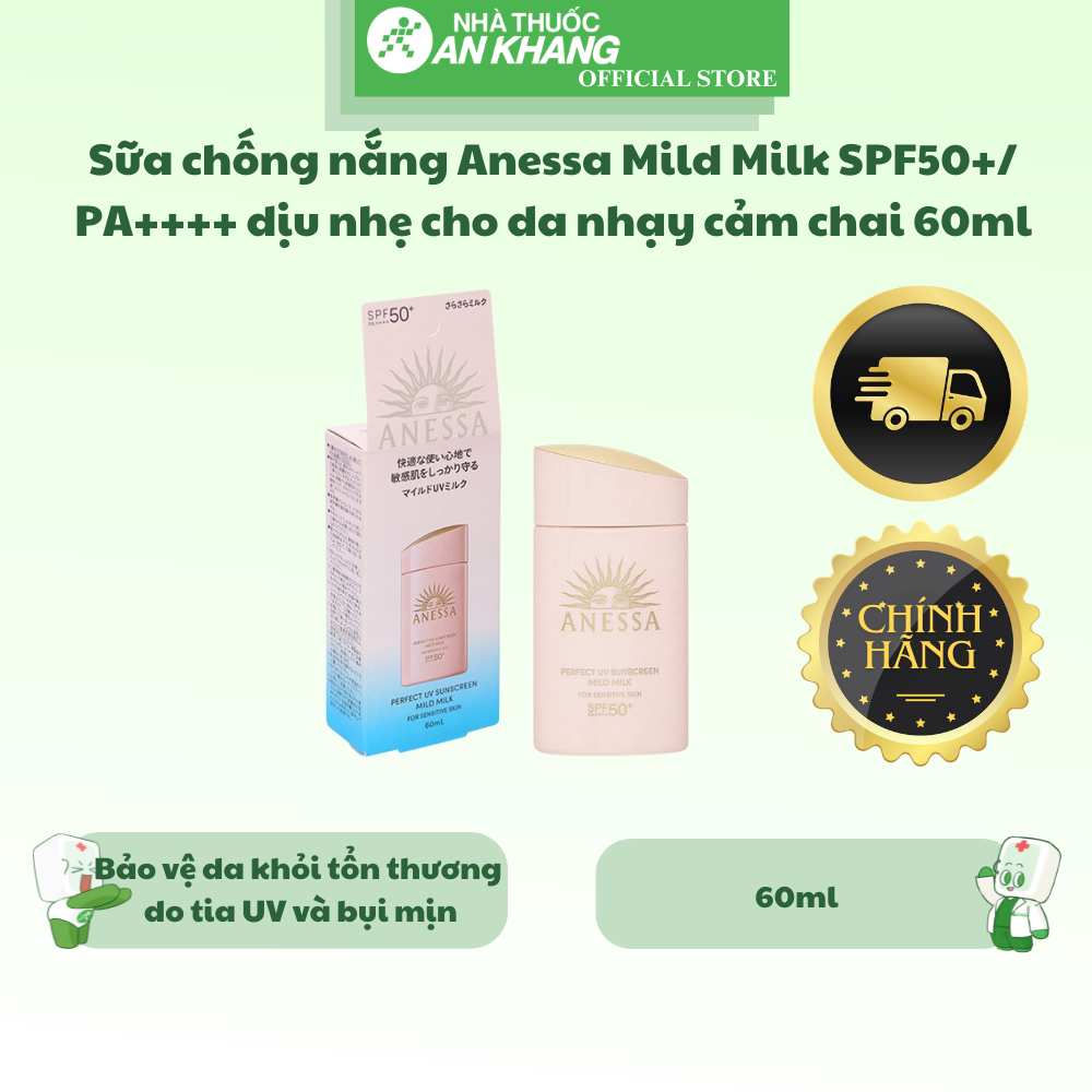 Sữa chống nắng Anessa Mild Milk SPF50+/PA++++ dịu nhẹ cho da nhạy cảm ...