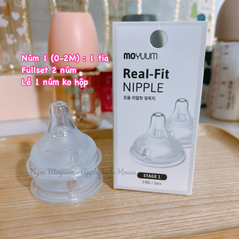 [TẶNG Đục núm] | Núm ti bình Moyuum Hàn Quốc đủ size 1-2-3-4 Cam kết ...