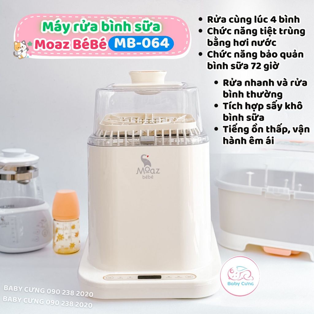 Máy rửa bình, tiệt trùng, sấy khô và bảo quản bình sữa Moaz BéBé MB064 - BH chính hãng 12 tháng ...