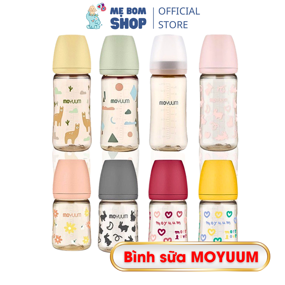 Bình sữa Moyuum hoạ tiết mẫu mới chất liệu PPSU núm ti silicon cao cấp siêu mềm dung tích 170ml ...