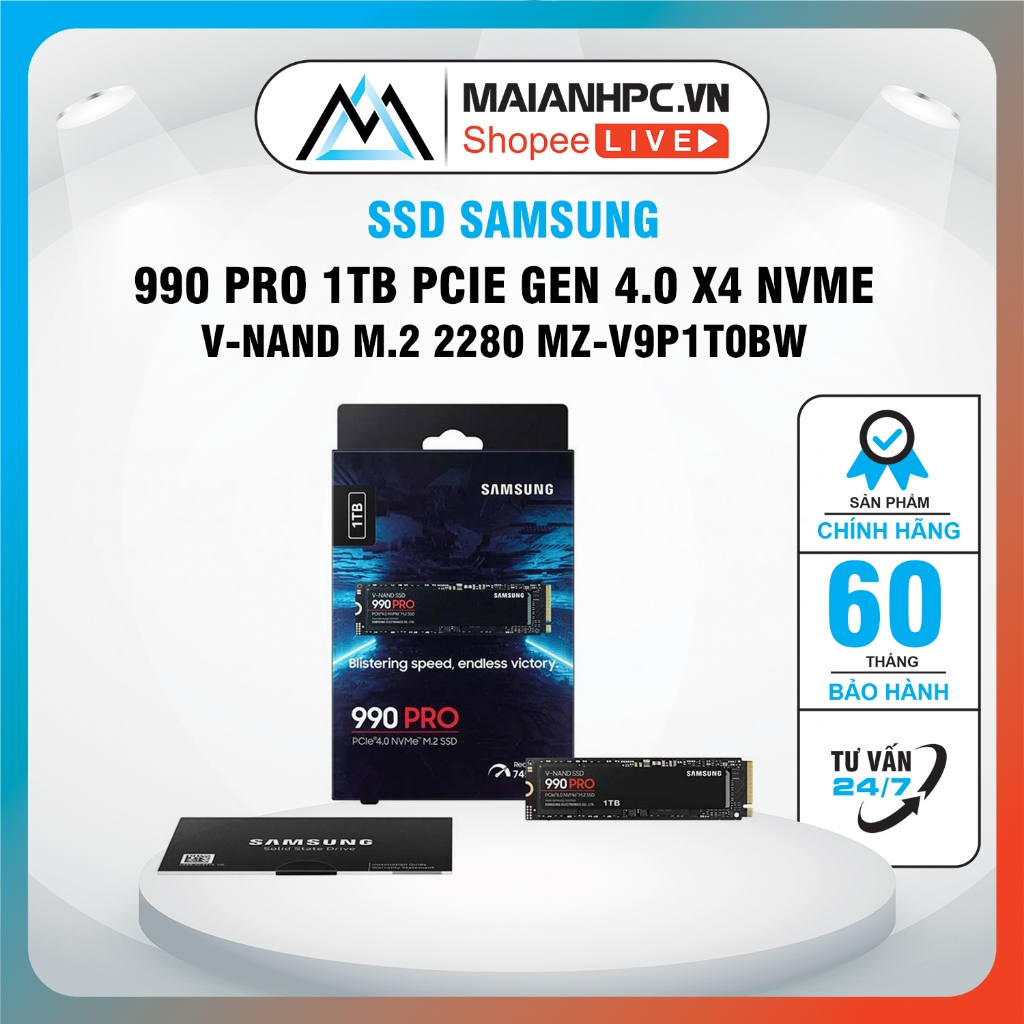 SSD Samsung 990 Pro 1TB PCIe Gen 4.0 x4 NVMe V-NAND M.2 2280 MZ-V9P1T0BW | Shopee Việt Nam