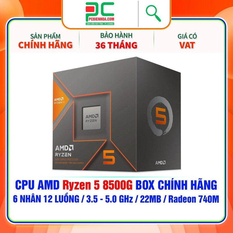 CPU AMD RYZEN 5 8500G BOX CHÍNH HÃNG ( 6 NHÂN 12 LUỒNG / 3.5 - 5.0 GHZ ...