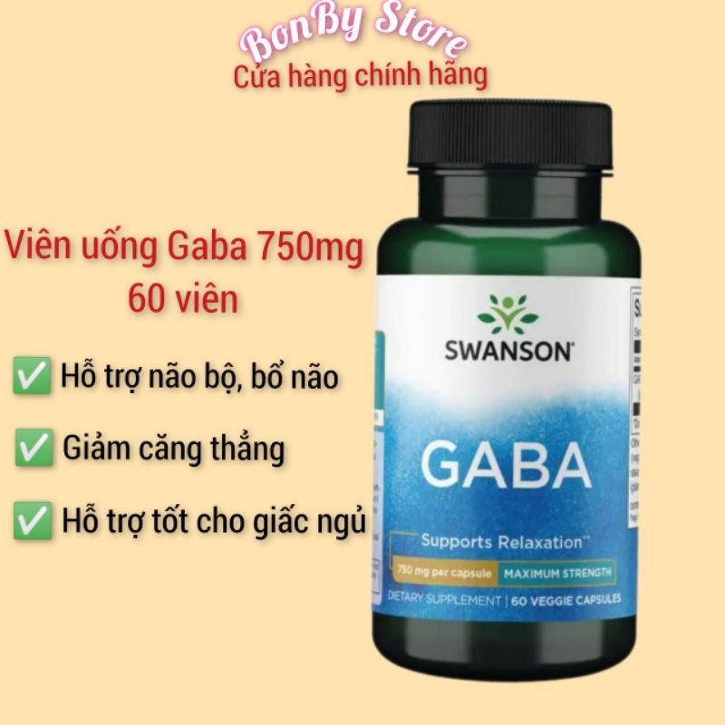 (Bill hãng) Viên uống bổ não, giảm căng thẳng, hỗ trợ giấc ngủ Gaba 750mg Swanson | Shopee Việt Nam