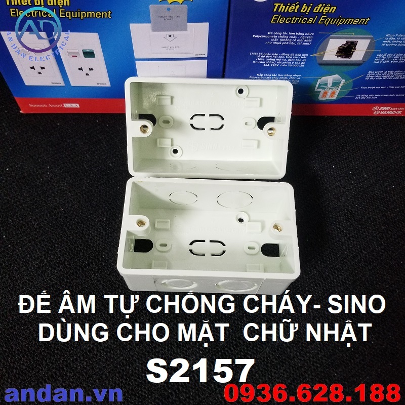 Đế nối chữ nhật, đế âm mặt trống cháy, đế âm cho mặt át - SINO, CK157RH ...