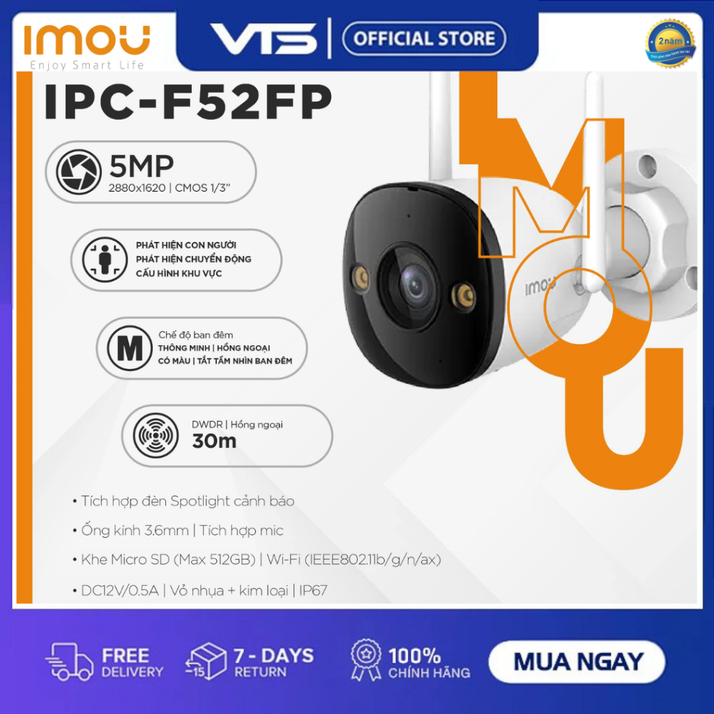 Camera Wifi IMOU BULLET 2E F52FP/ F42FP /F32FP/ F22FP, Chỉ Thu Âm, Có ...