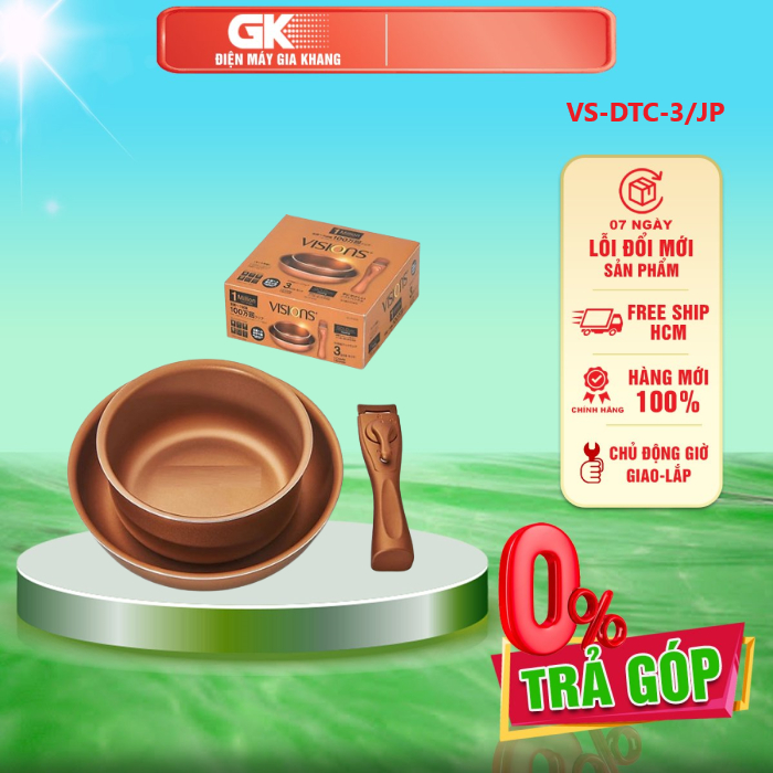 [KOL7] VS-DTC-3/JP - Bộ Nồi Visions Tay Cầm Rời VS-DTC-3/JP (Không Có Nắp Kính) - BẢO HÀNH CHÍNH ...