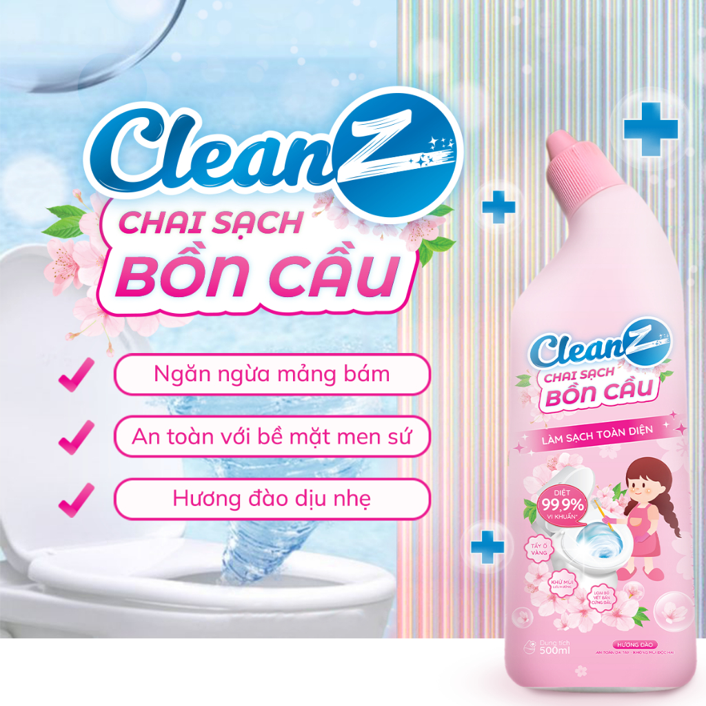 Chai sạch bồn cầu CleanZ Tẩy sạch bồn cầu diệt khuẩn hương đào - 500ml ...