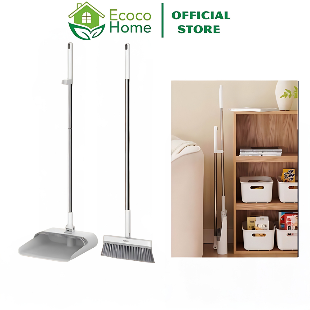 Chổi Quét Nhà ECOCO Kèm Hót Rác Gấp Gọn Cán Dài Thông Minh, Bộ Chổi Xoay 360 Độ Cao Cấp Thế Hệ ...