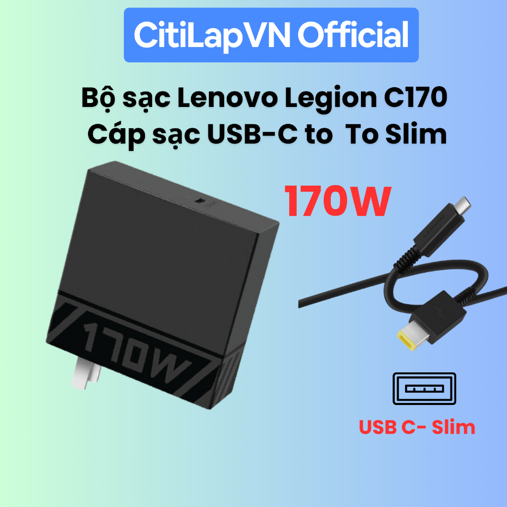 [NEWSEAL] Sạc Lenovo Legion C170 GaN | Công suất 170W | Cáp sạc USB-C To Slim | Shopee Việt Nam