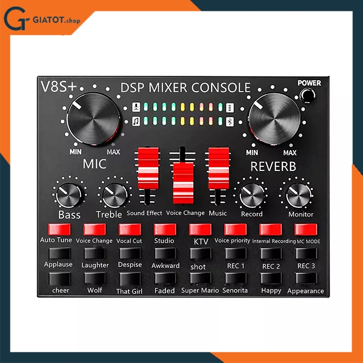 (chuẩn phòng thu) Sound card V8,V8S,V8S+ cao cấp có kết nối không dây bluetooth dành cho míc thu ...