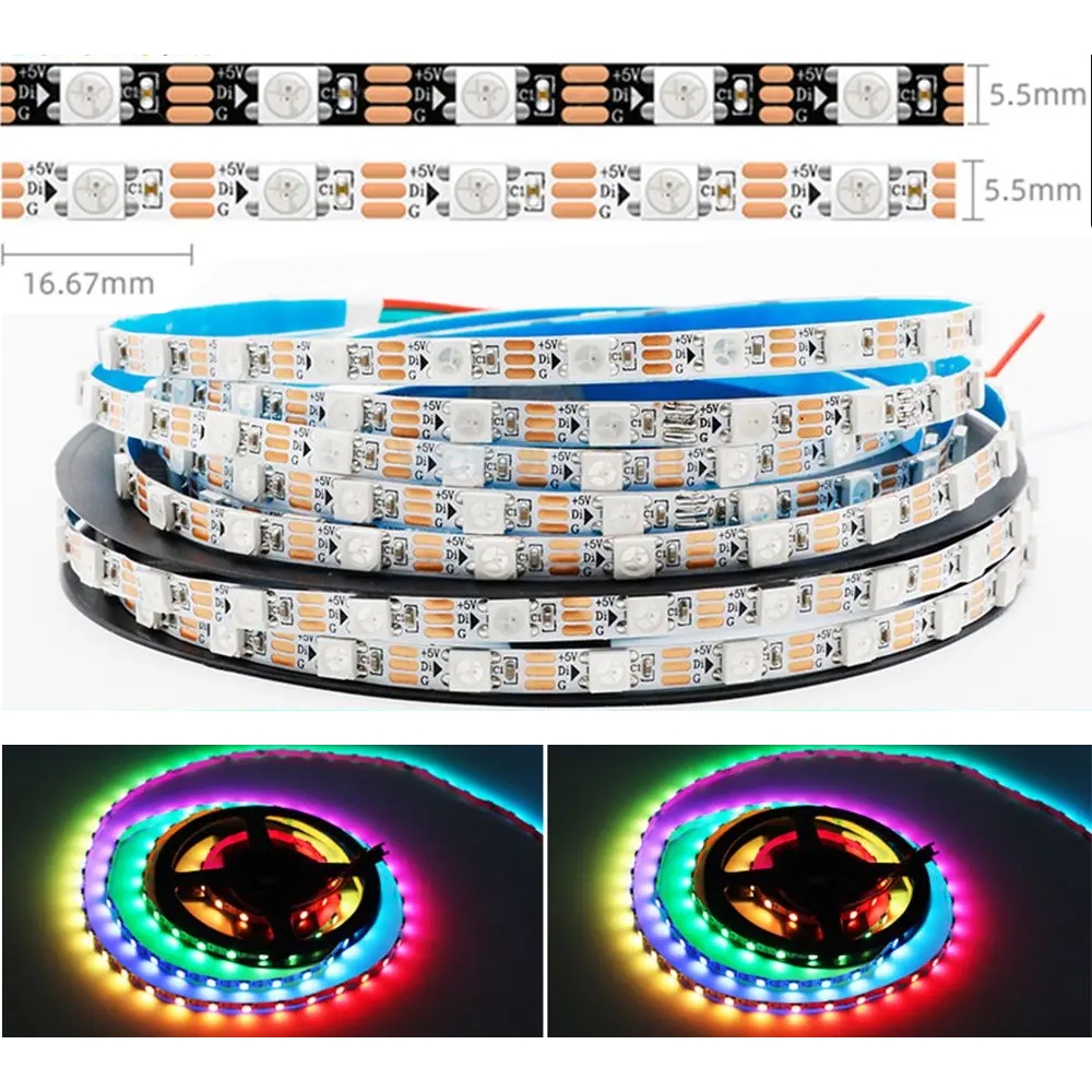 ĐÈN LED FULL MÀU WS2812B ARGB NEOPIXEL 60LED/MÉT 90LED/MÉT 120LED/MÉT MỎNG 5.5MM 5050 5V DÀI 1 ...