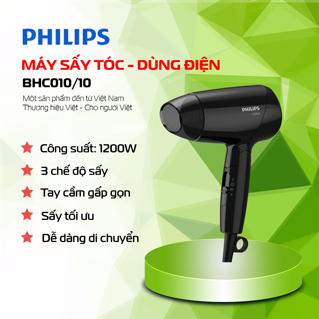 Máy sấy tóc - Philips - BHC010/10 - Màu đen 1200W | Shopee Việt Nam