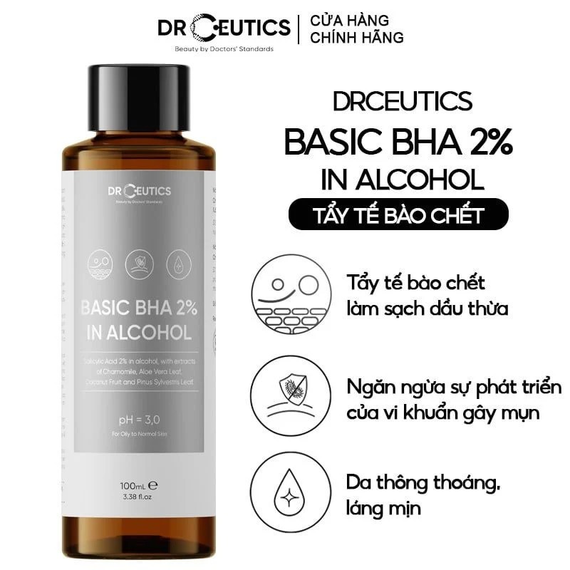 Dung Dịch Tẩy Tế Bào Chết Da Nền Cồn DrCeutics Basic BHA 2% In Alcohol 100ml | Shopee Việt Nam