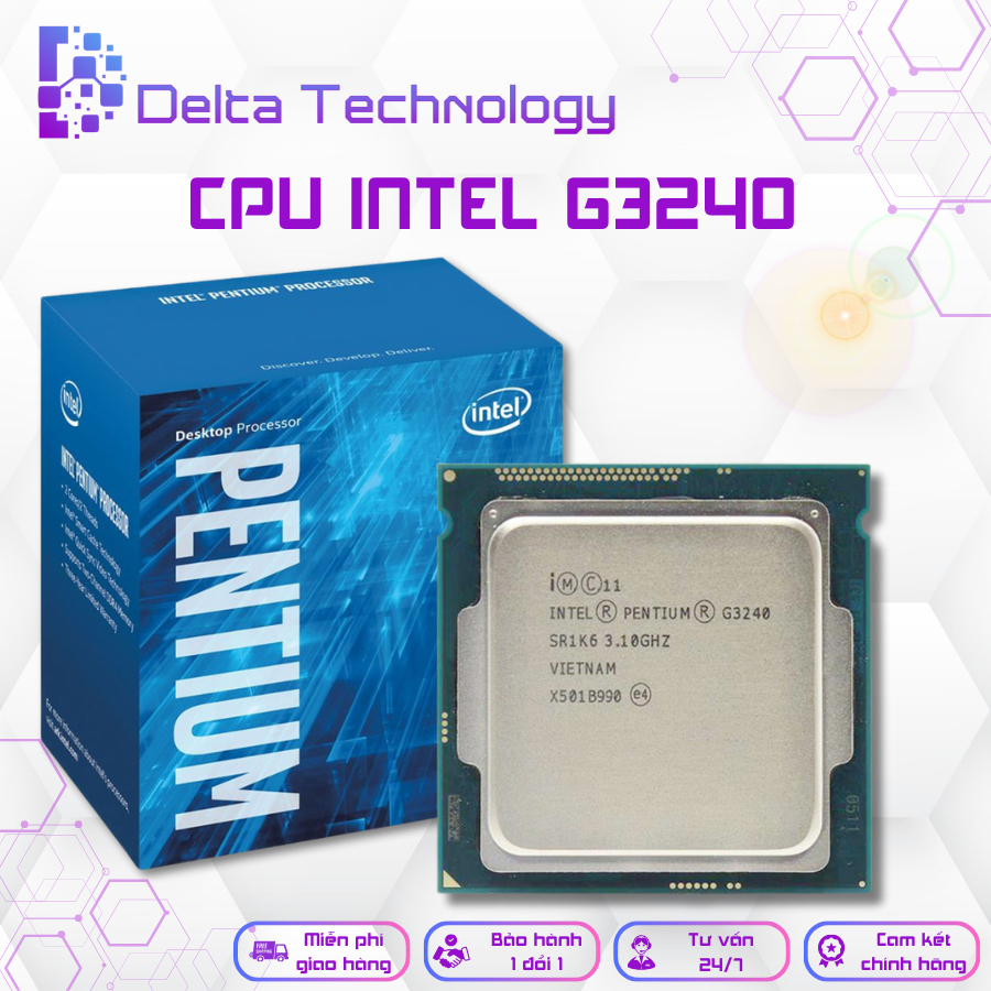 CPU Intel G3240 - Tốc độ 3.1GHz, 2 nhân 2 luồng, 3MB Cache, 53W ...