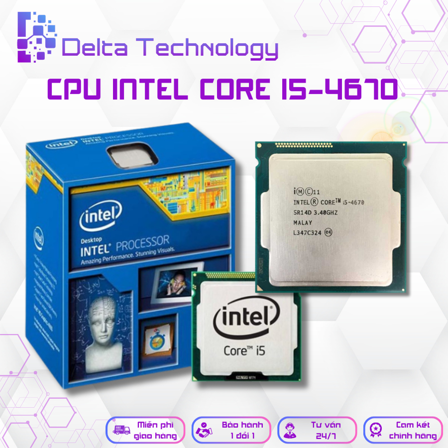 CPU Intel Core i5-4670 - Tốc độ Upto 3.8Ghz, 4 nhân 4 luồng, 6MB Cache ...