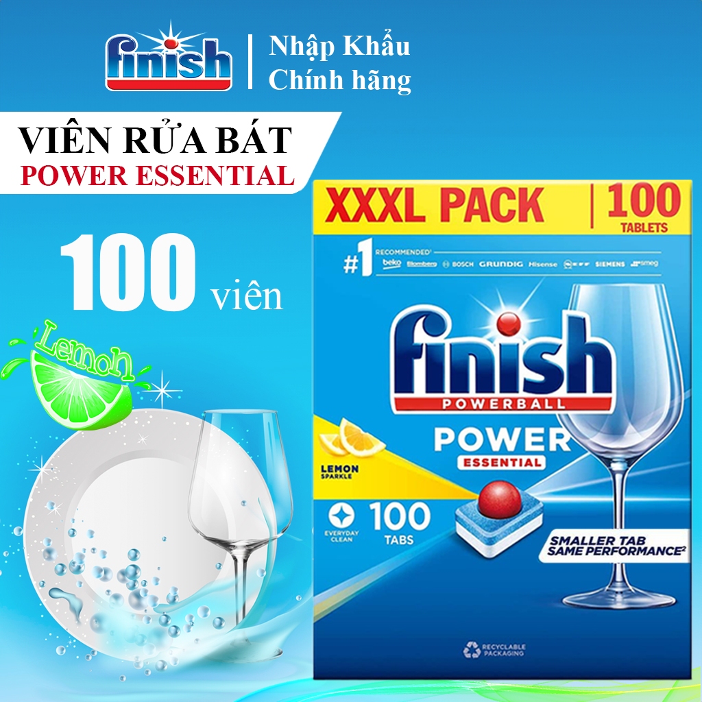 Viên Rửa Chén Bát Hương Chanh Finish Essential Rửa Cực Sạch Nhập Khẩu ...