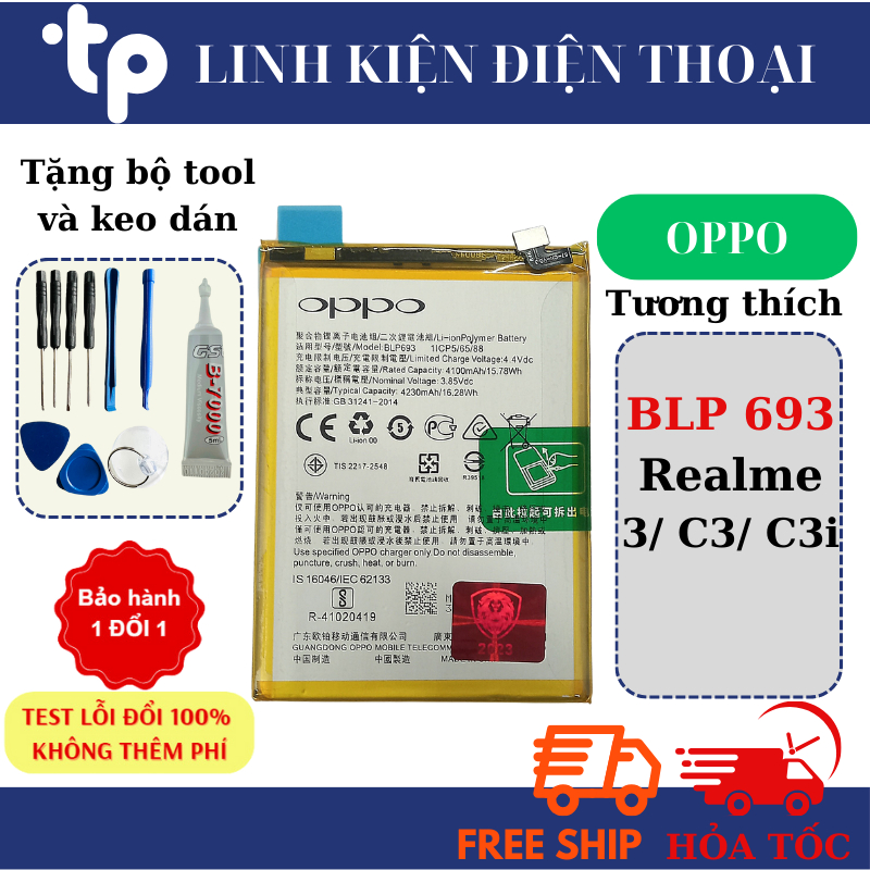Pin Oppo Realme 3/ realme C3/ realme C3i ~BLP 693~ (Tặng bộ sửa và keo ...