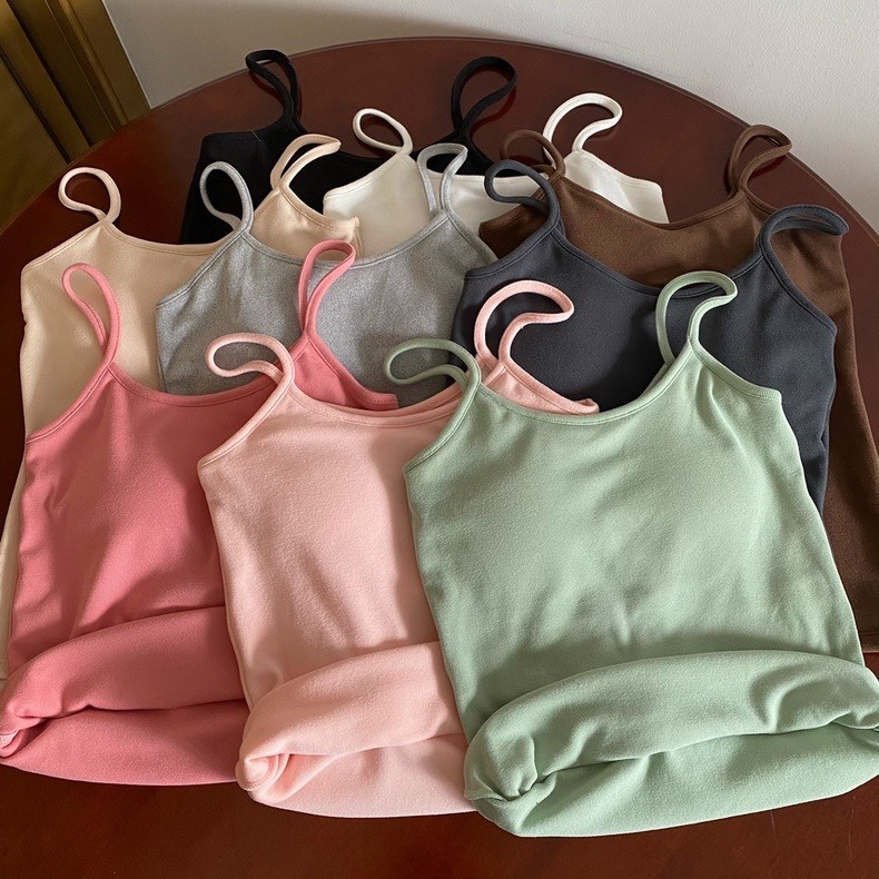 Áo Hai Dây Trơn Kèm Mút Ngực Dáng Ôm Januet (dưới 50kg) Cami19 | Shopee ...