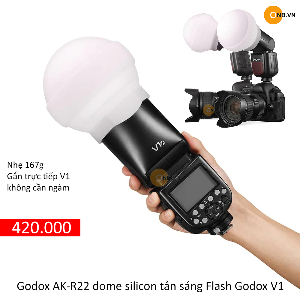 Godox AK-R22 Diffuser Dome silicon tản sáng Flash Godox V1 gắn trực ...