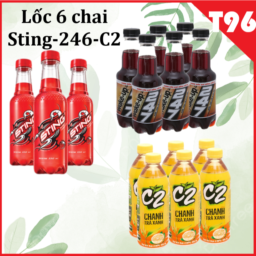 Lốc 6 chai Sting dâu - Nước tăng lực 247 - C2 trà xanh | Shopee Việt Nam