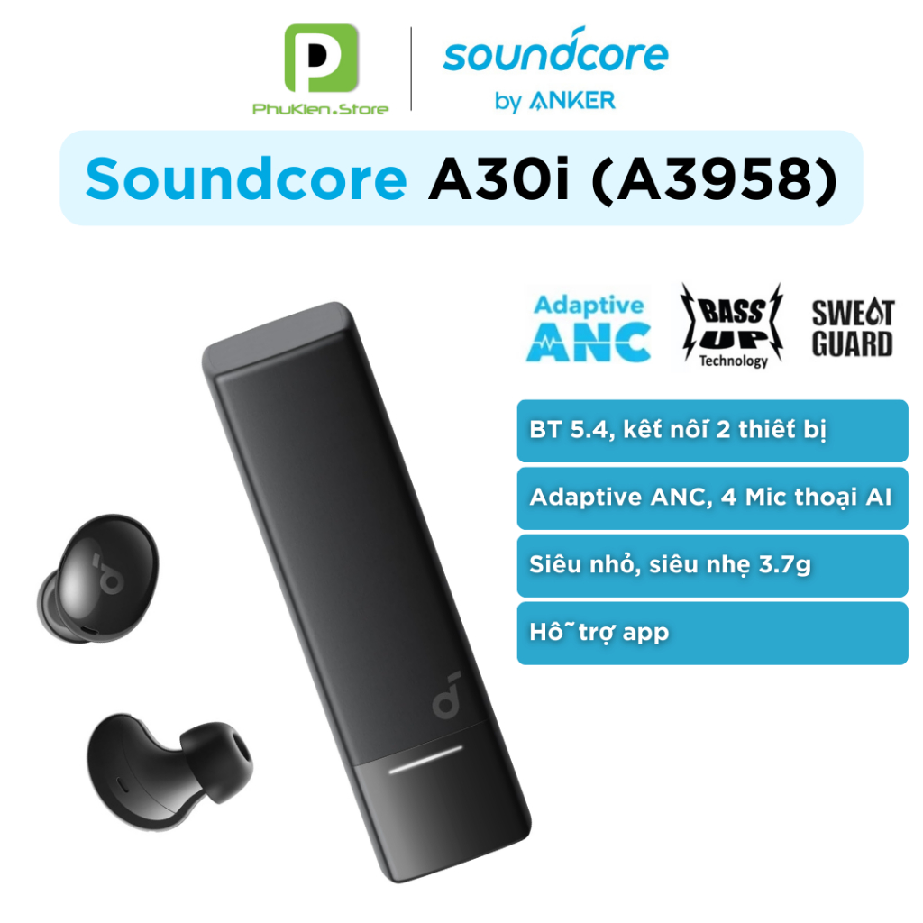 Tai Nghe Bluetooth Anker Soundcore A30i ( A3958 ) | ANC | Lọc gió | Nhỏ ...