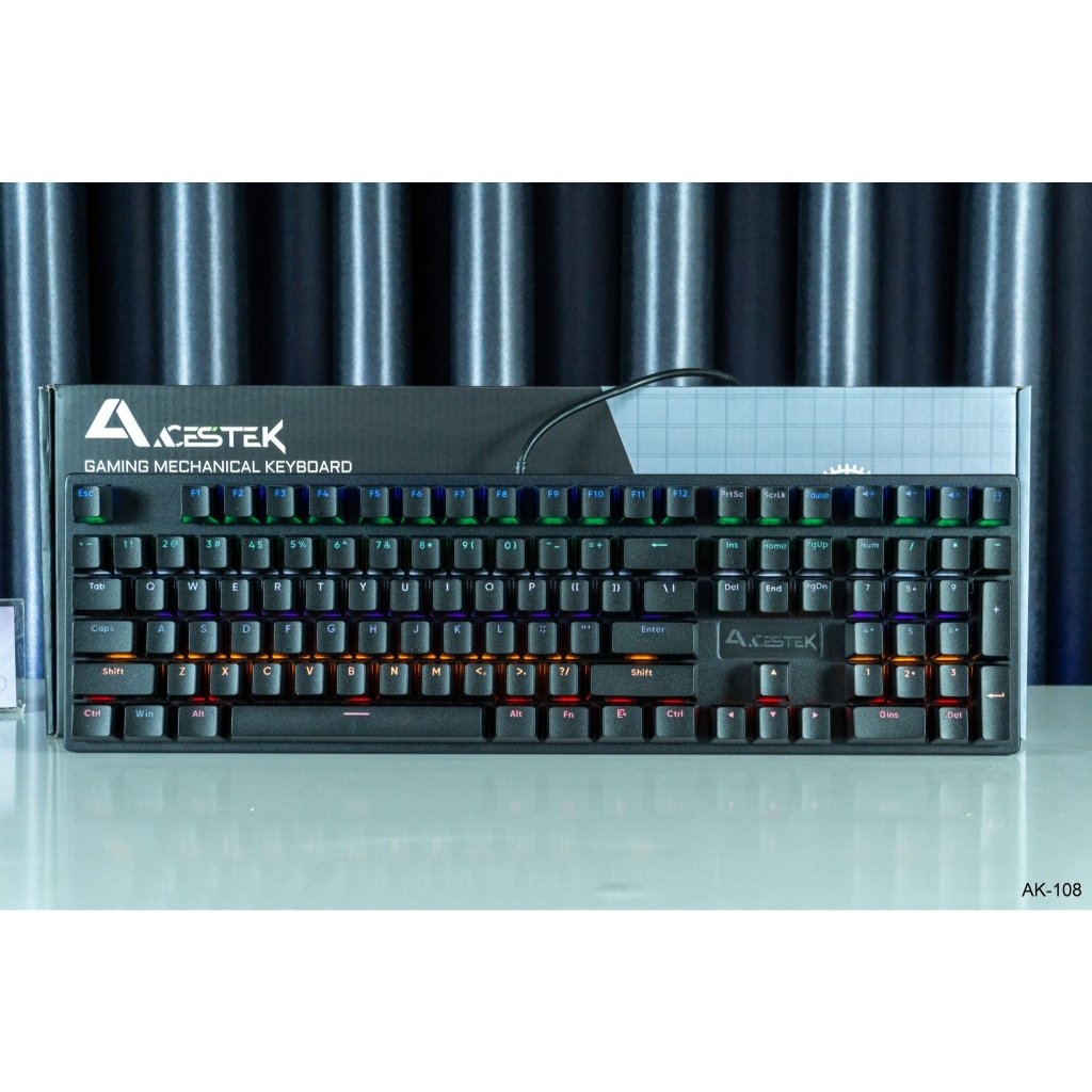 Bàn phím cơ Asestek AK108 có LED 10 chế độ, red switch (Bảo hành 12 tháng) - Hàng chính hãng ...