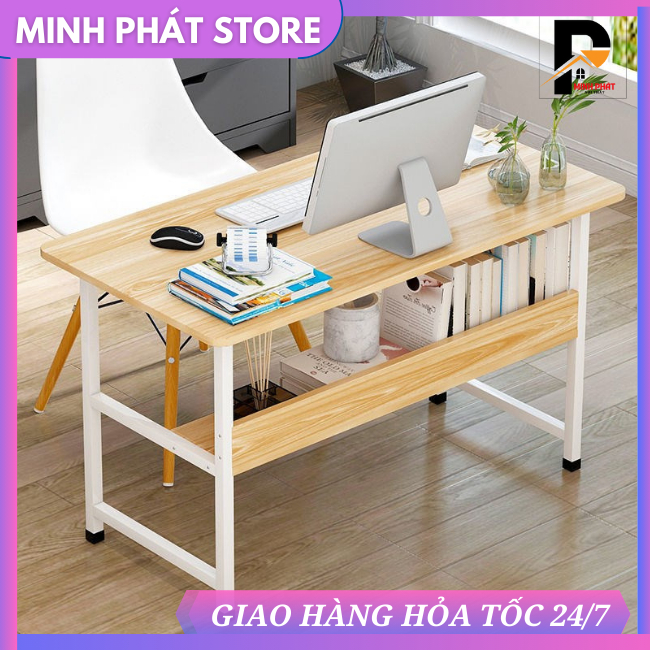Bàn học có kệ để sách U0208, Bàn làm việc văn phòng,khung sắt U2 - NT MINH PHÁT | Shopee Việt Nam