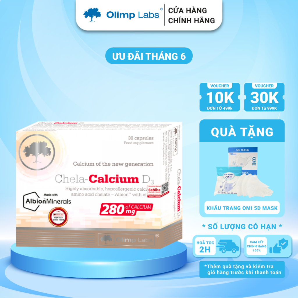Canxi Hữu Cơ Chela Calcium D3 Olimp Labs - Bổ Sung Canxi Cho Bà Bầu & Mẹ Sau Sinh (Hộp 30 Viên ...