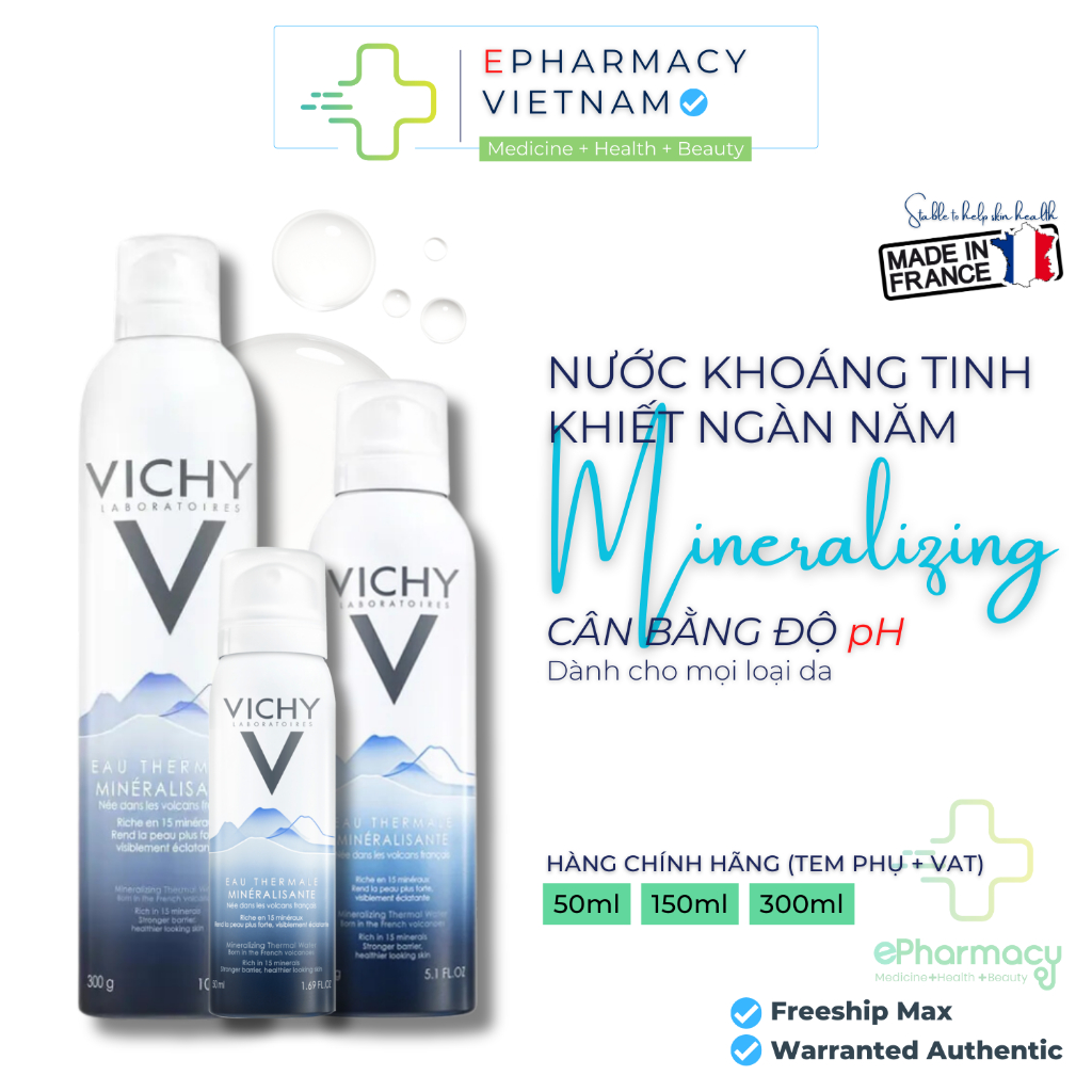 Xịt khoáng Vichy Mineralizing Thermal Water cấp ẩm, dưỡng da, cân bằng ...