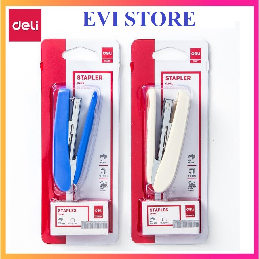 Dập ghim số 10 + 2 hộp kim Deli E0282 / Bấm kim 0282 dập 15 tờ / lần | Shopee Việt Nam