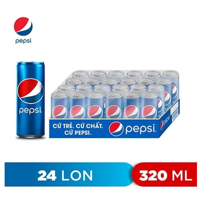 Thùng nước ngọt có gas Pepsi 24 lon 320ml mẫu mới | Shopee Việt Nam