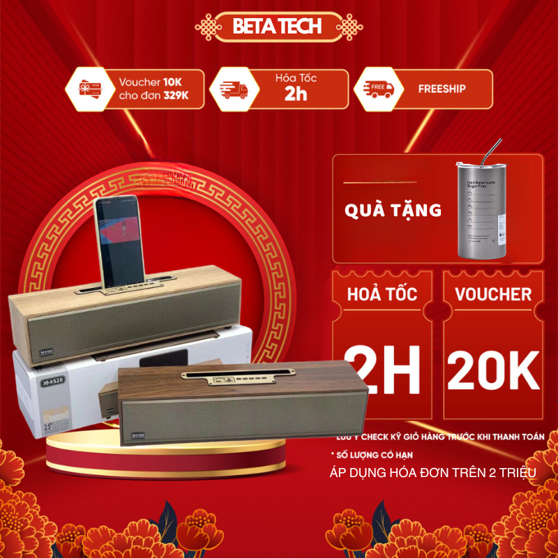 Loa bluetooth XM520 new 2024 Siêu Bass, Loa Để Bàn vỏ gỗ 20W thiết kế ...