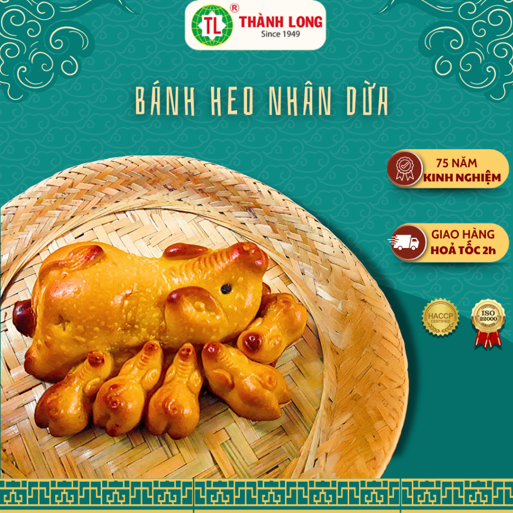 BÁNH BẦY HEO 5 CON NHÂN DỪA 250G NHÂN TRONG HEO CON TRỨNG TRONG HEO MẸ ...