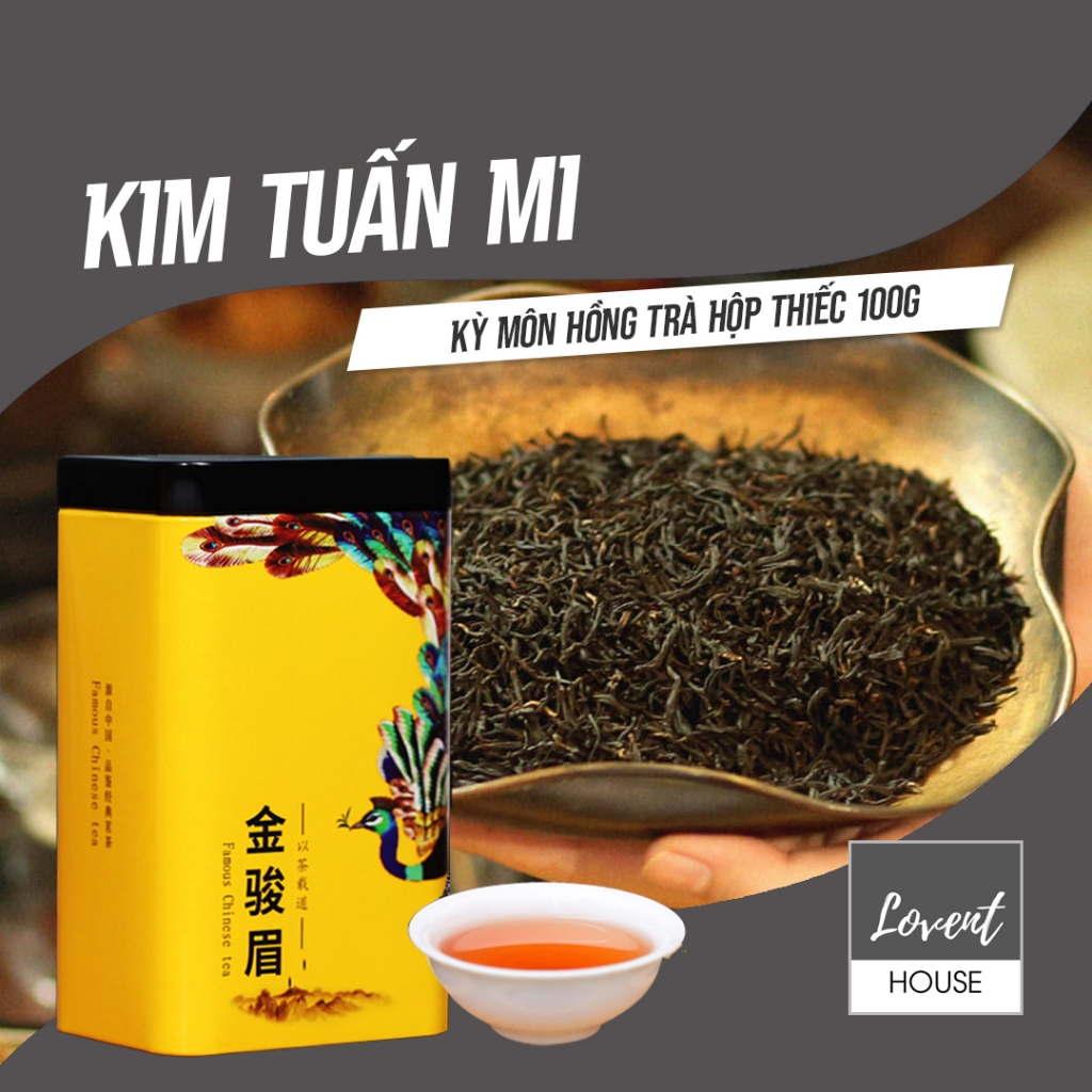 Kỳ Môn Hồng Trà Kim Tuấn Mi, Hộp Khổng Tước 80g thơm mùi trái chín danh ...