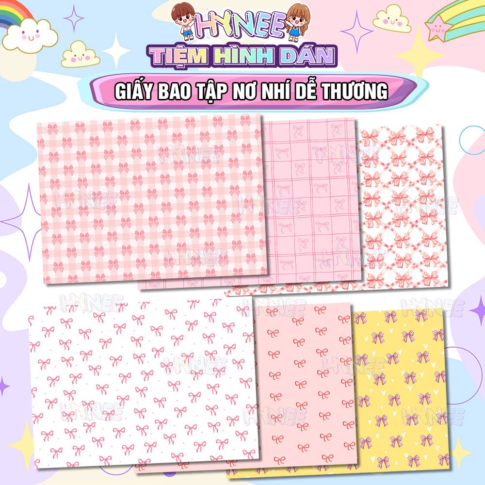 Giấy Bao Tập Nơ Nhí Dễ Thương Pastel - Giấy Bọc Vở Nơ Cute, Giấy Bao Vở ...