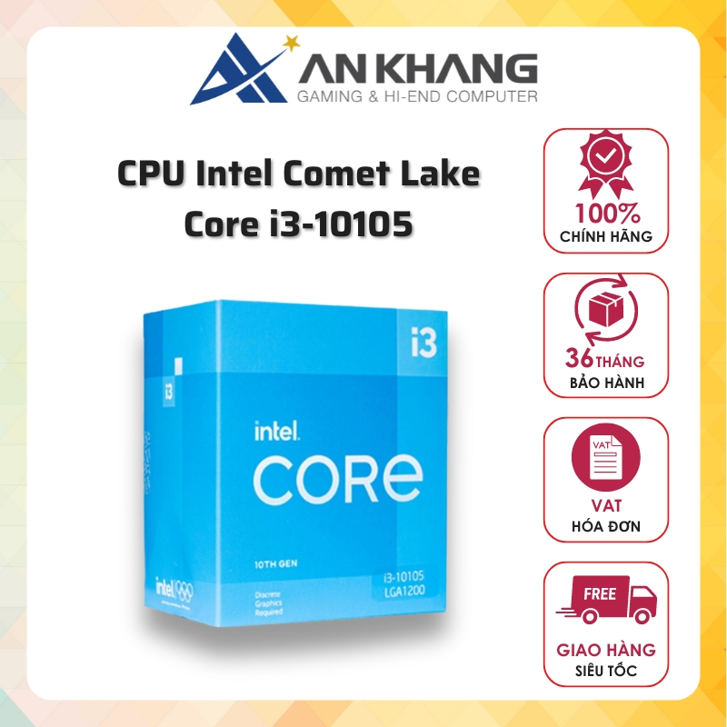 Bộ Vi Xử Lý CPU Intel Comet Lake Core i3-10105 Processor (6MB Cache, up to 4.4GHz) Chính Hãng BH ...
