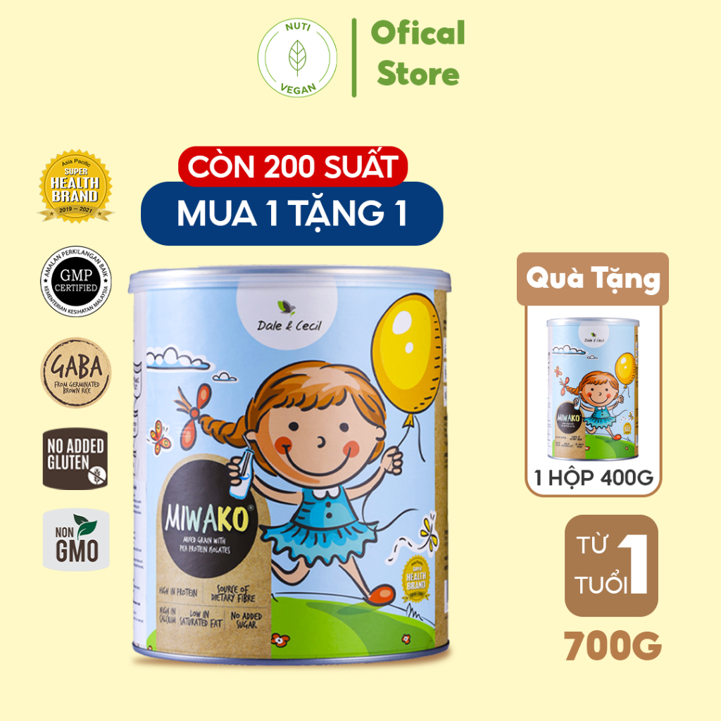 [Mua 1 Hộp Gạo 700g Tặng 1 Hộp 400g] Sữa Hạt Hữu Cơ Miwako Hộp 700g Vị Gạo, Đạm Lành Dễ Uống ...