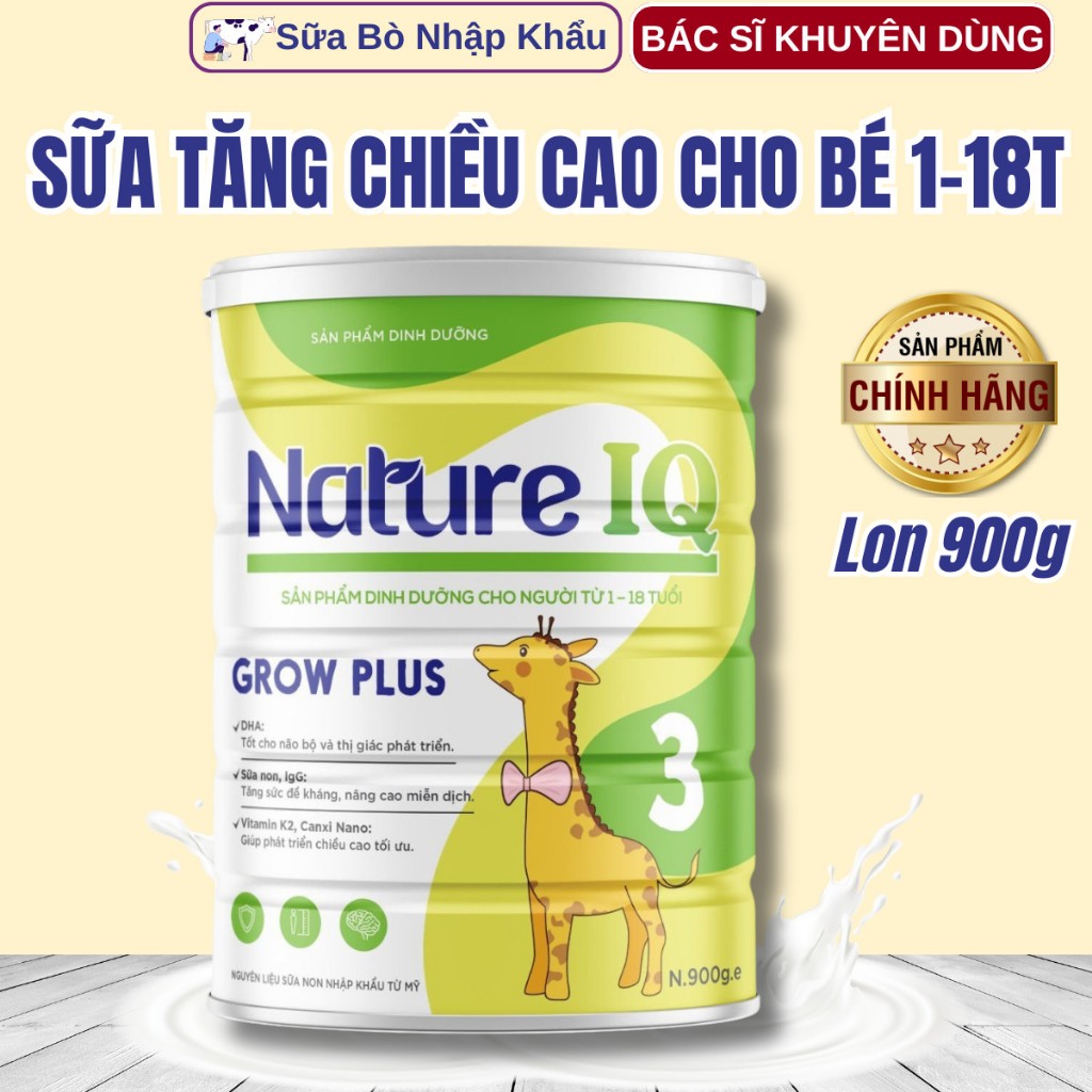 Sữa tăng chiều cao Nature IQ Grow Plus 900g cho bé dưới 19 tuổi, Sữa ...